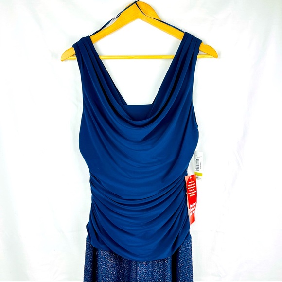 Night Way Collections | Dresses | Nwt Nightway Navy Gold Cowl Neck ...